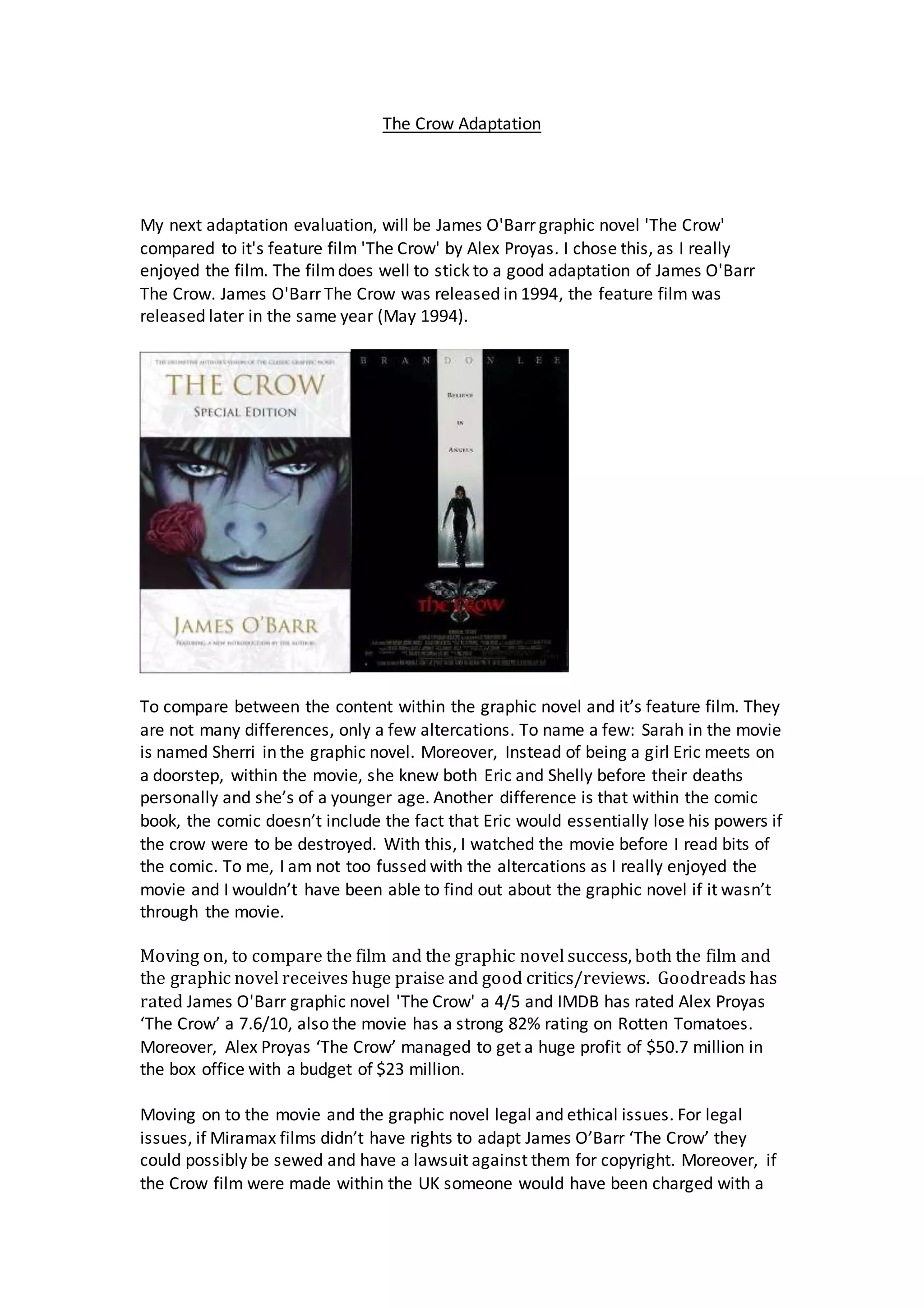 The crow adaptation | DOCX