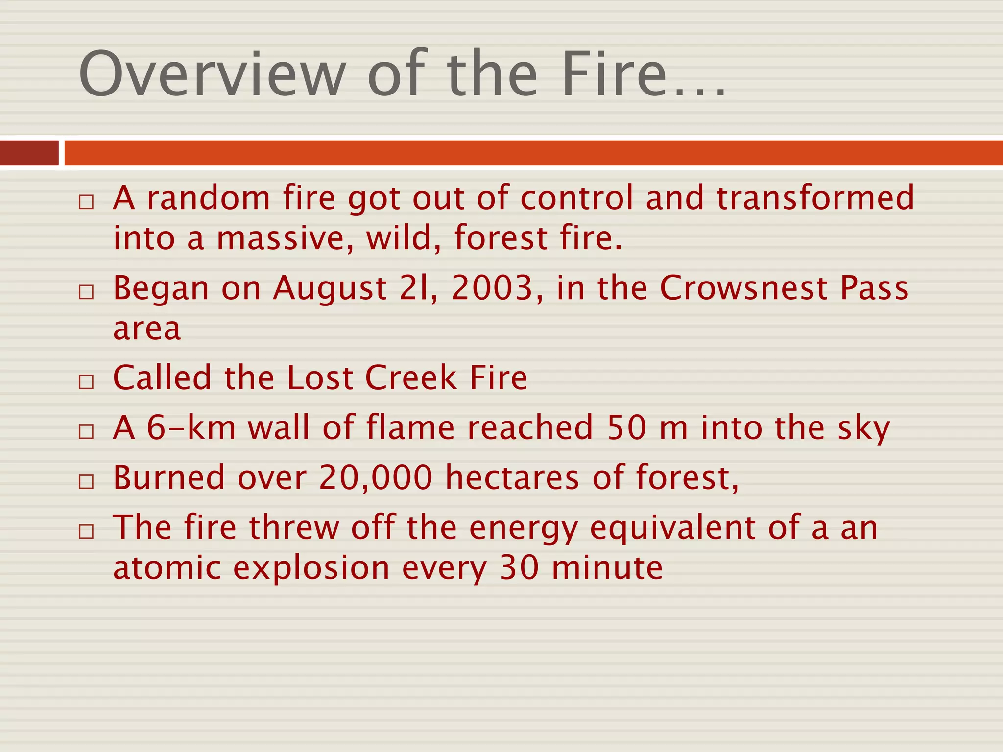 The Crowsnest Forest Fire Of 2003 Revised Assignment Two | PPT