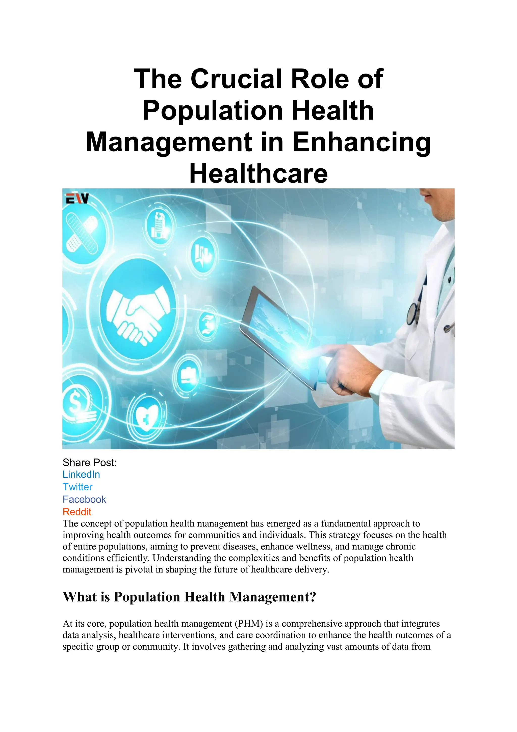 The Important Role of Population Health Management in Enhancing ...
