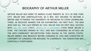 The crucible by Arhtur Miller | PPTX