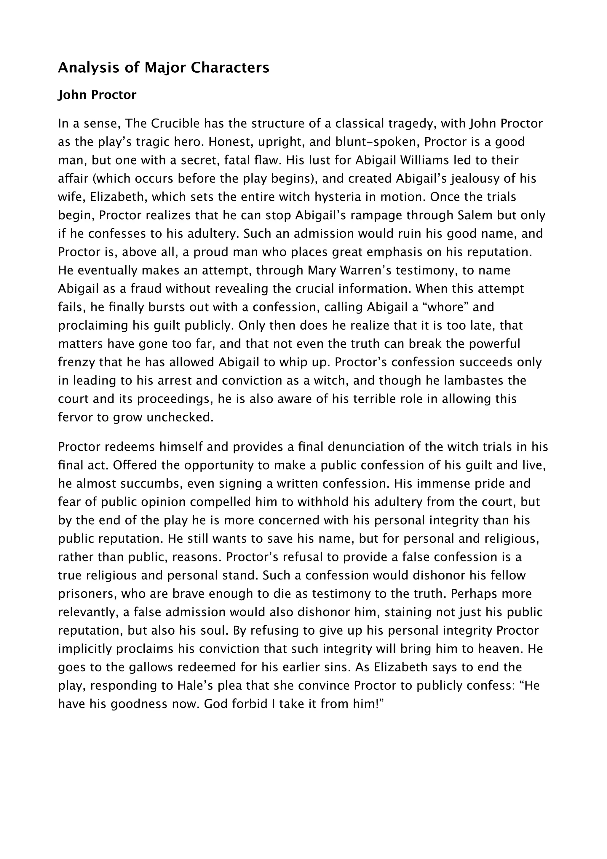 The crucible character analysis | PAGES