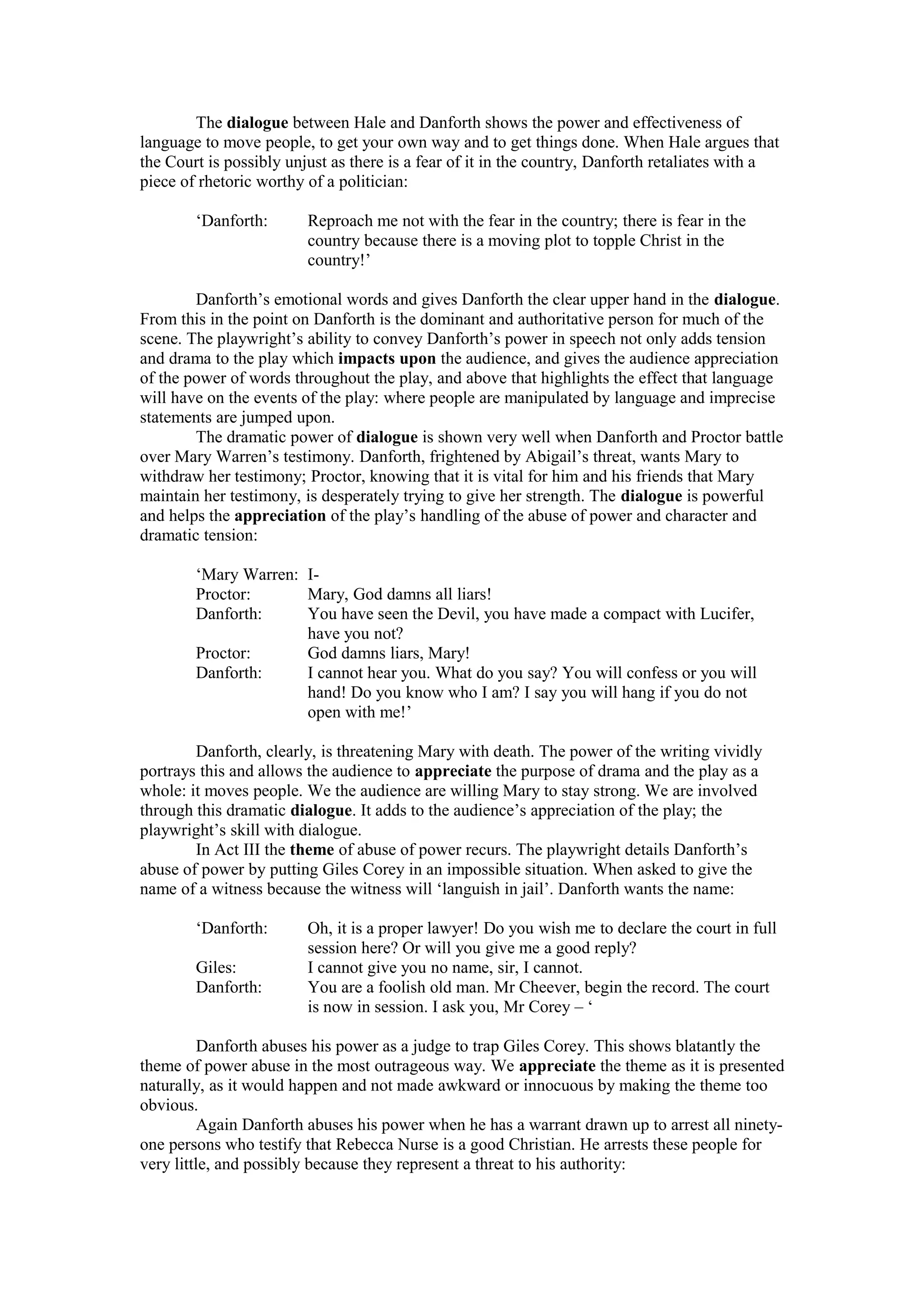 The Crucible - Higher English - Key Scene Essay | DOC