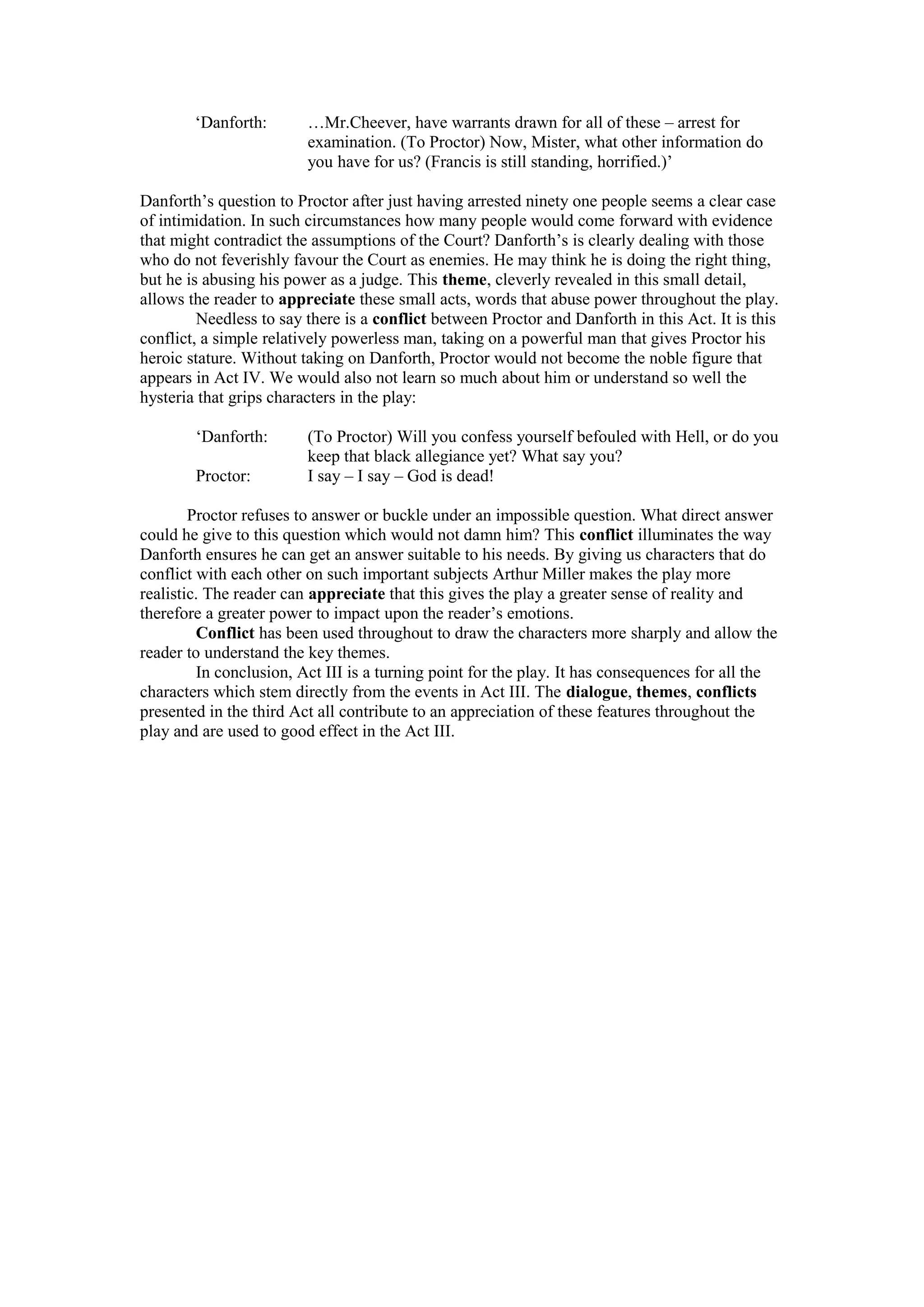 The Crucible - Higher English - Key Scene Essay | DOC