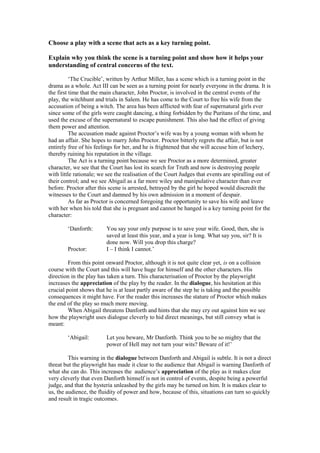The Crucible - Higher English - Key Scene Essay | DOC