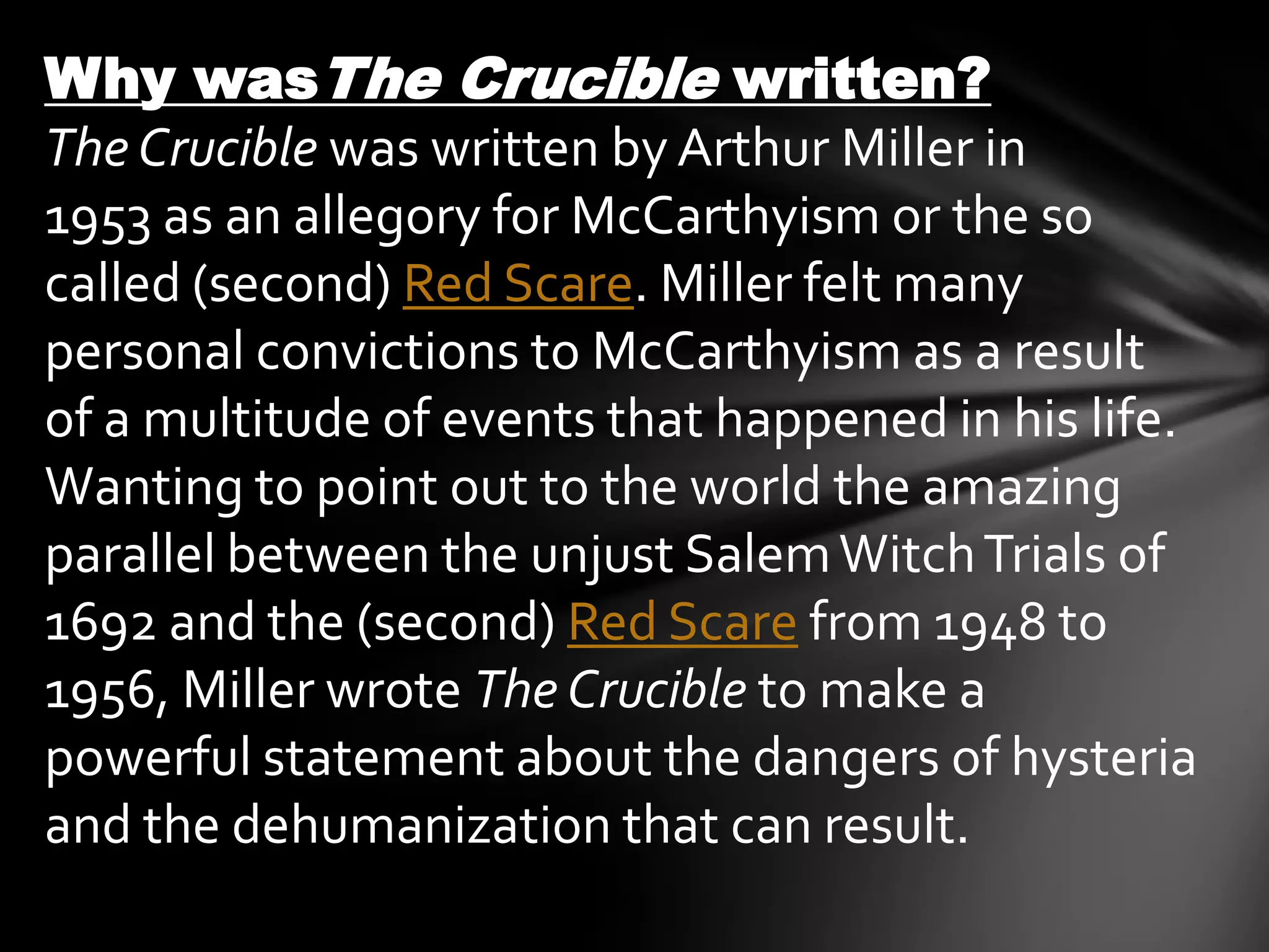 "The Crucible" - Background on McCarthyism and Witches | PPT