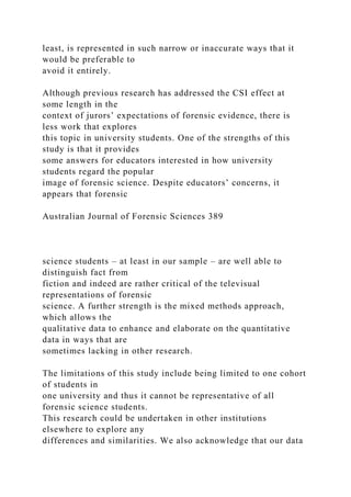 The CSI effect at university forensic science students’ telev.docx