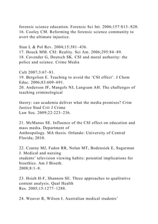 The CSI effect at university forensic science students’ telev.docx