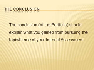 The CS Internal Assessment - The Portfolio | PPT