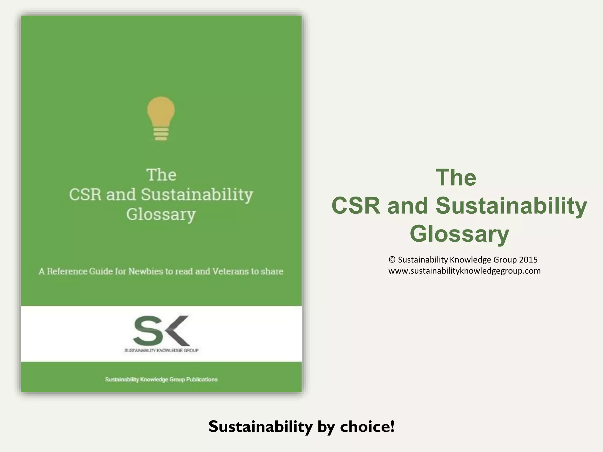 The CSR and Sustainability Glossary | PDF
