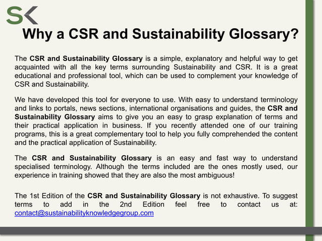The CSR and Sustainability Glossary | PDF