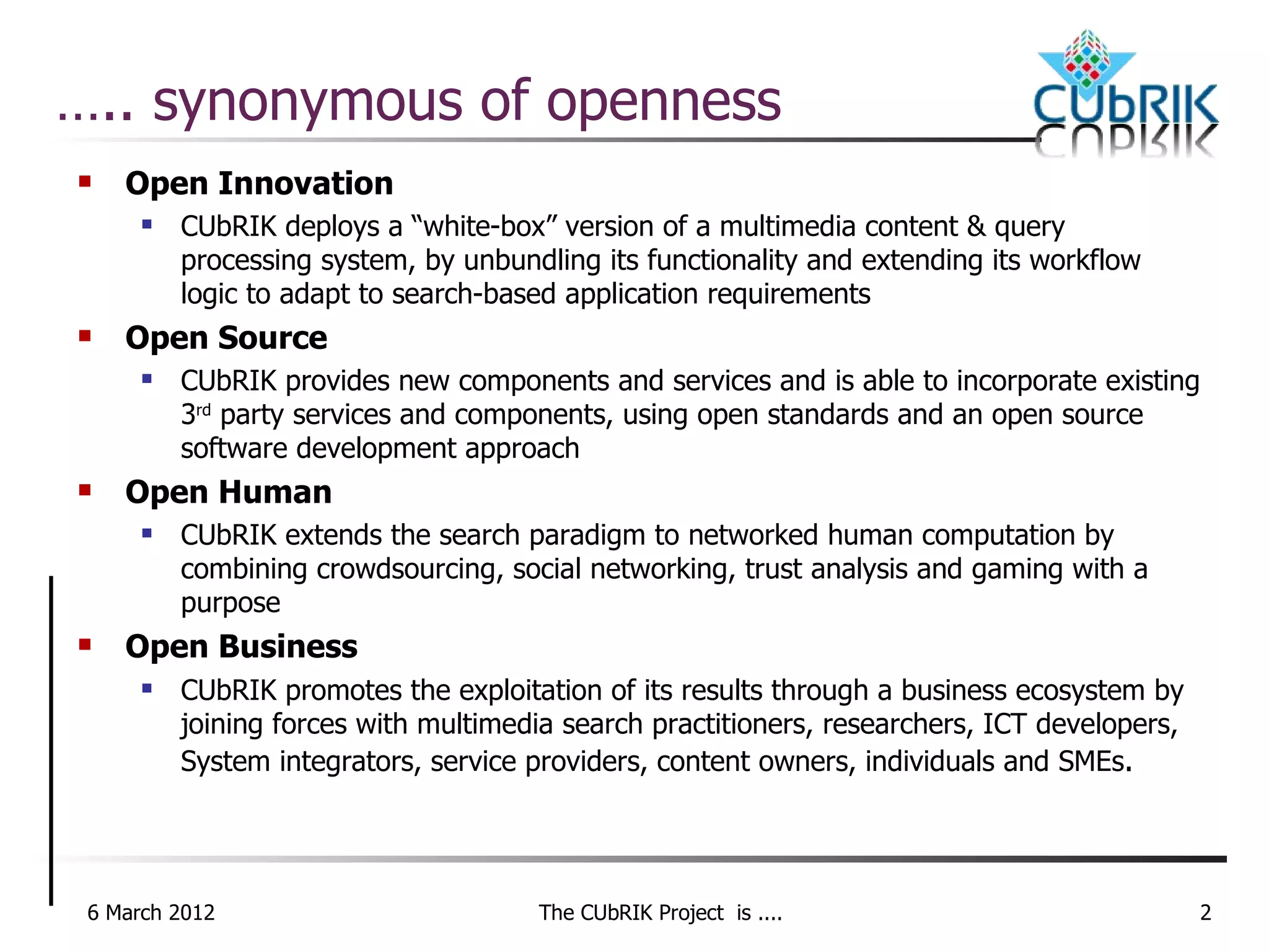 The CUbRIK project official presentation | PPT