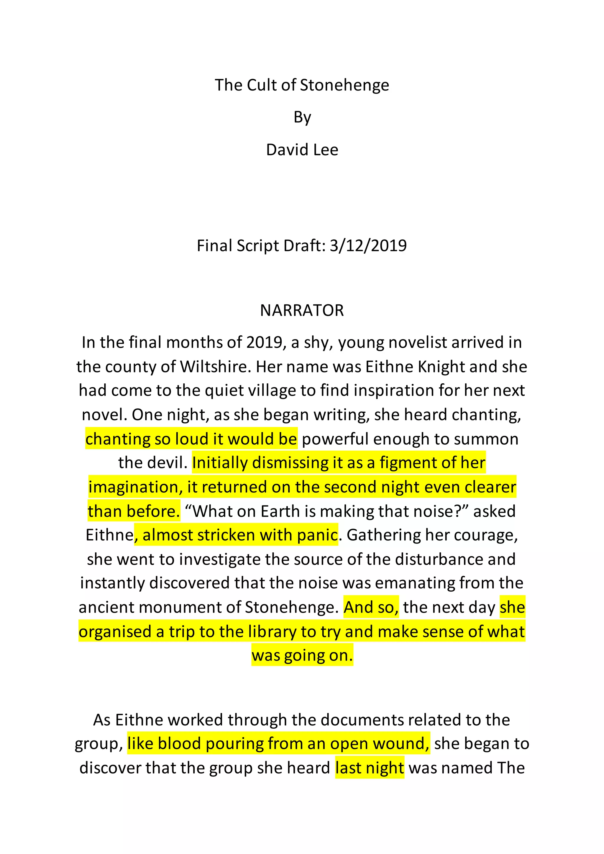 The Cult of Stonehenge Final Script | PDF