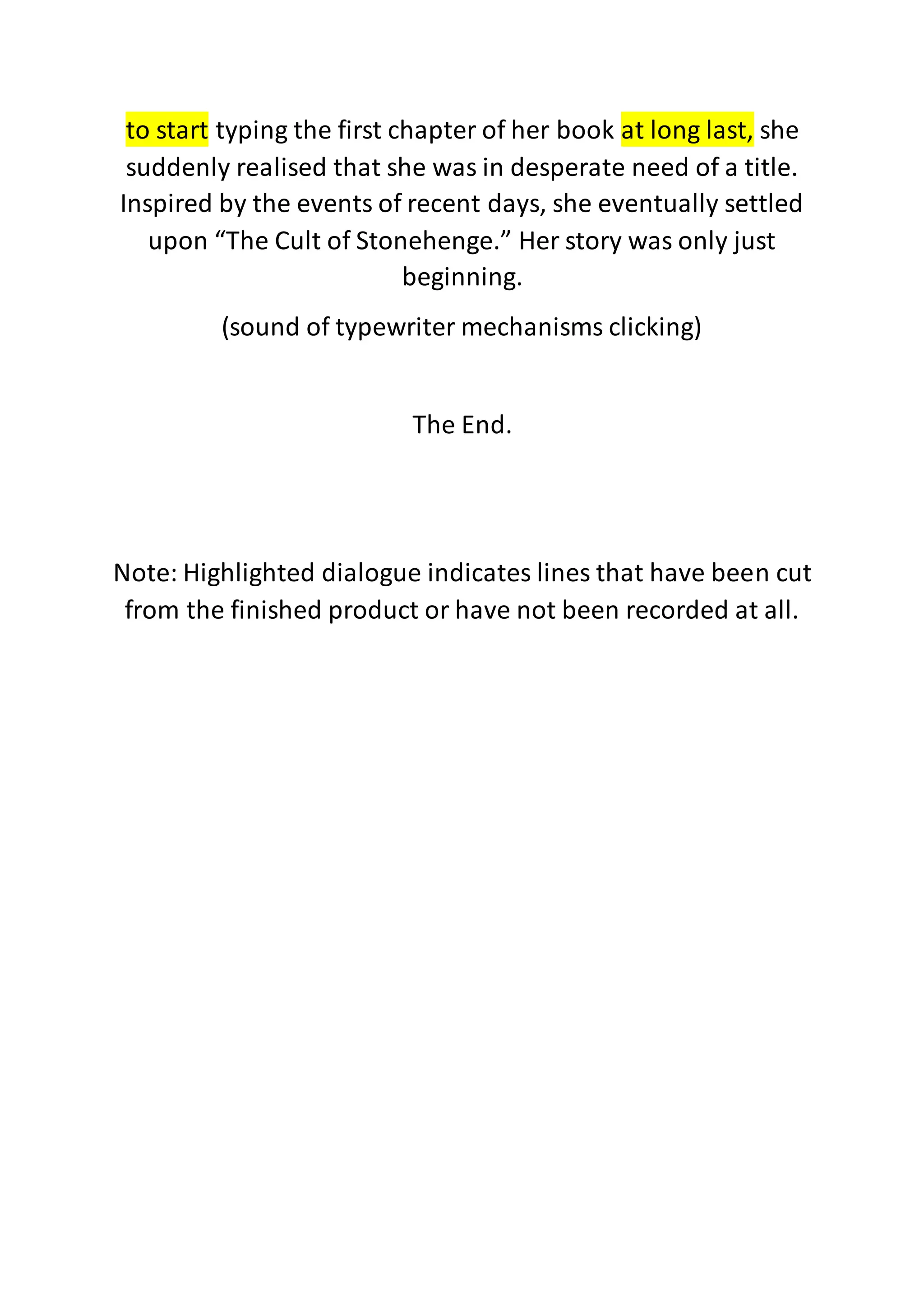 The Cult of Stonehenge Final Script | PDF