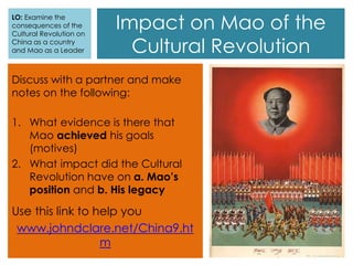 The Cultural Revolution - Key Features & Consequences | PPTX