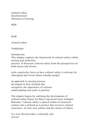 The cultural safety journey An Australian nursing context .docx