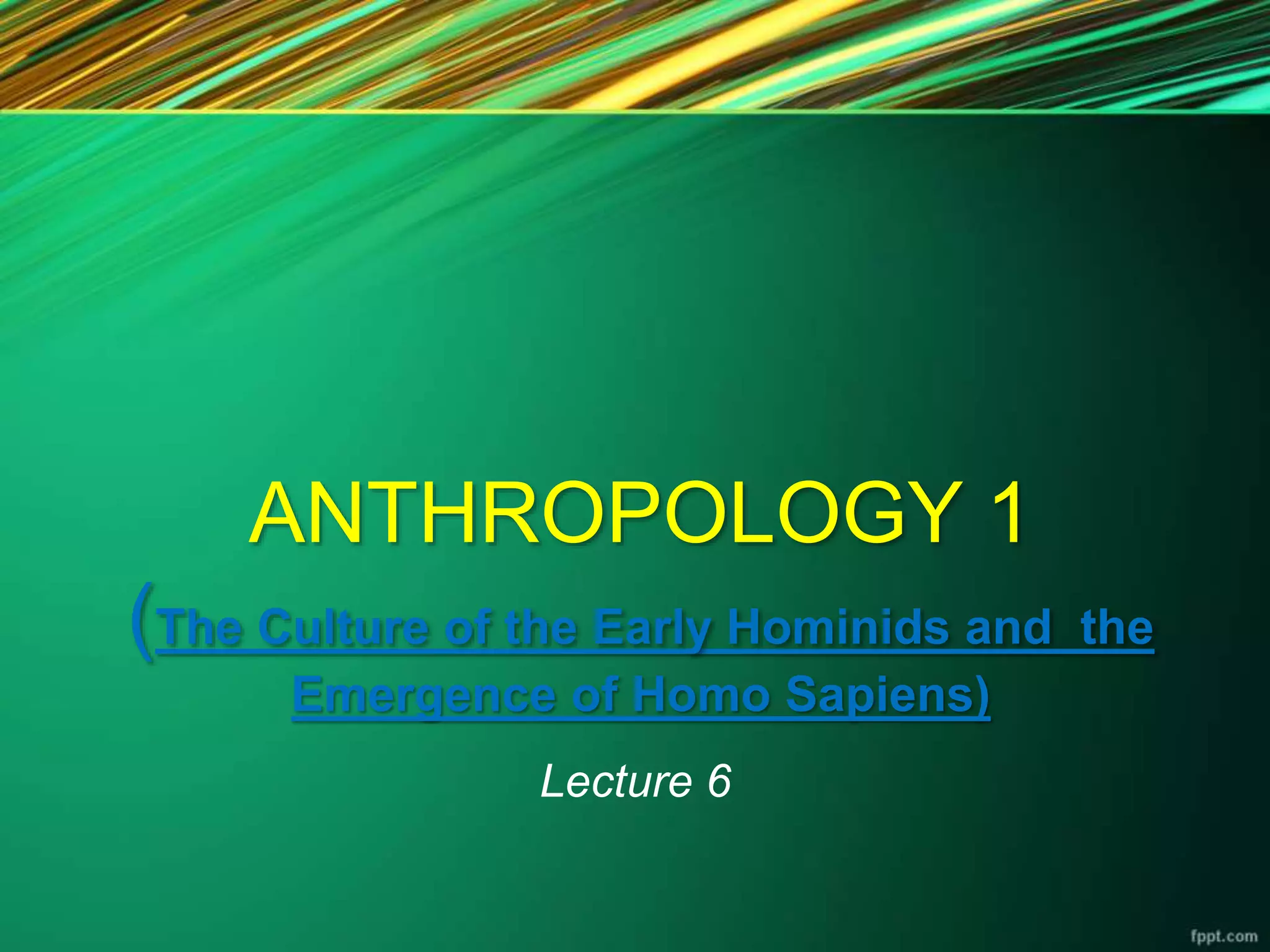 The culture of early hominids | PPTX