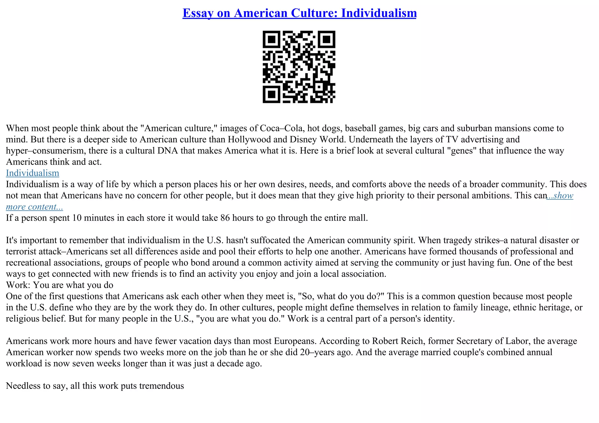 The Culture Of Food In America Essay | PDF