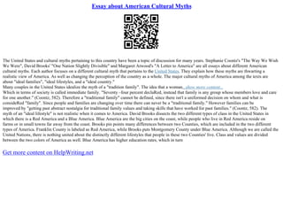 The Culture Of Food In America Essay | PDF