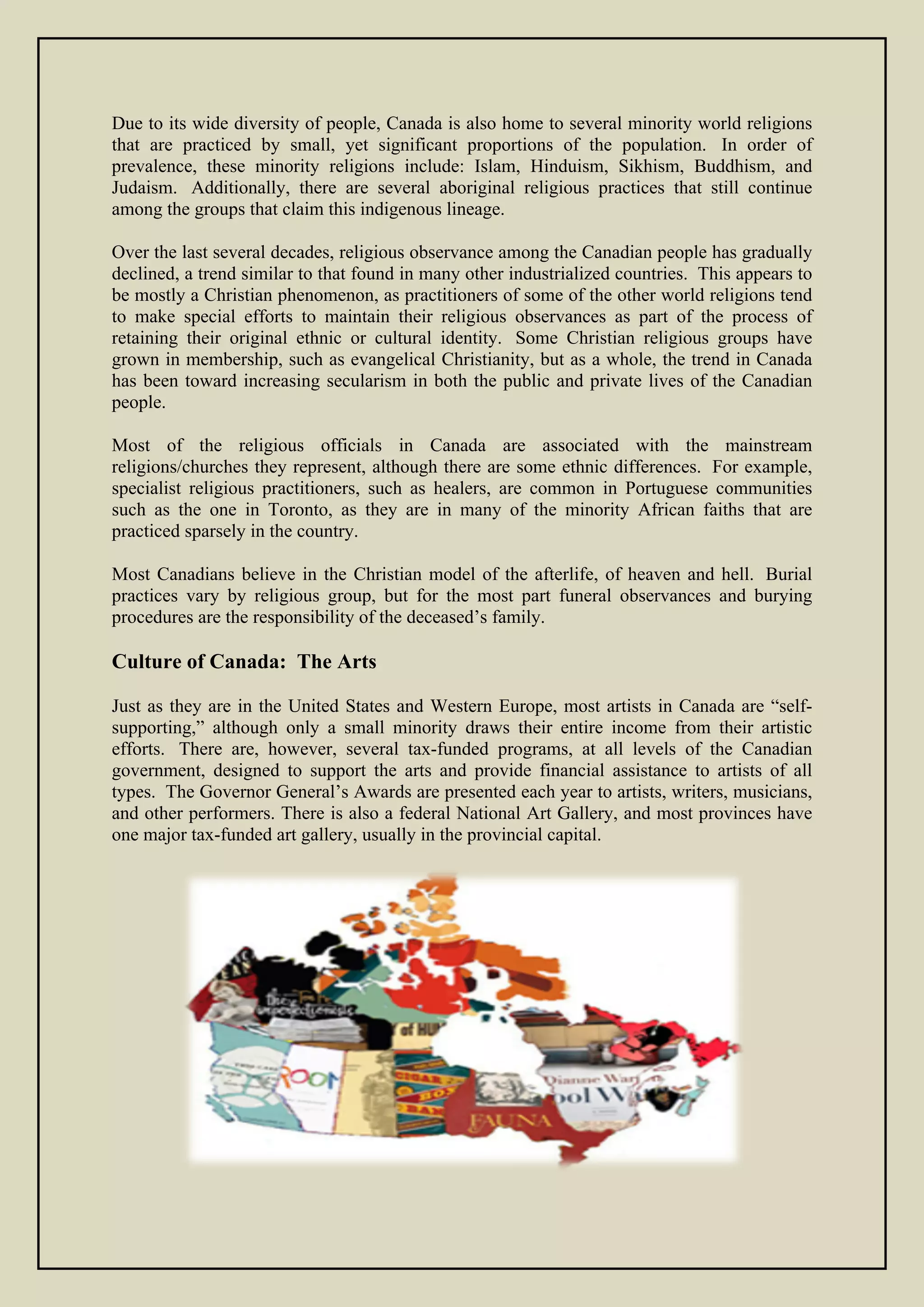 The Culture, Traditions, and Heritage of Canada | PDF