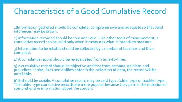 The cumulative record | PPTX