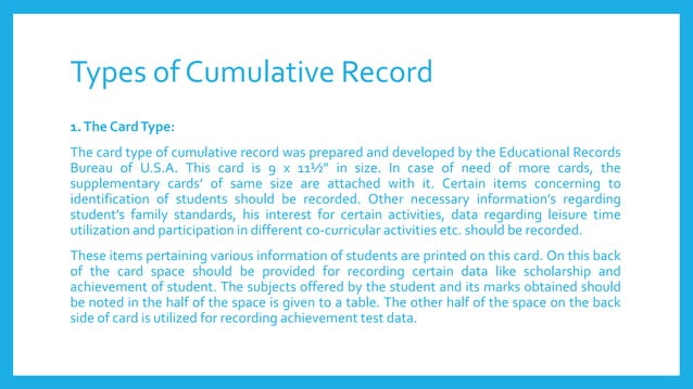 The cumulative record | PPTX