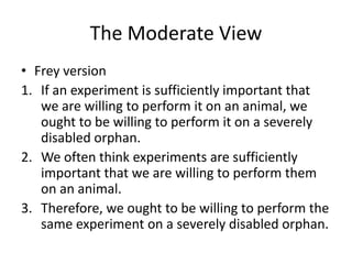 The current moral status of animal experimentation ( | PPT