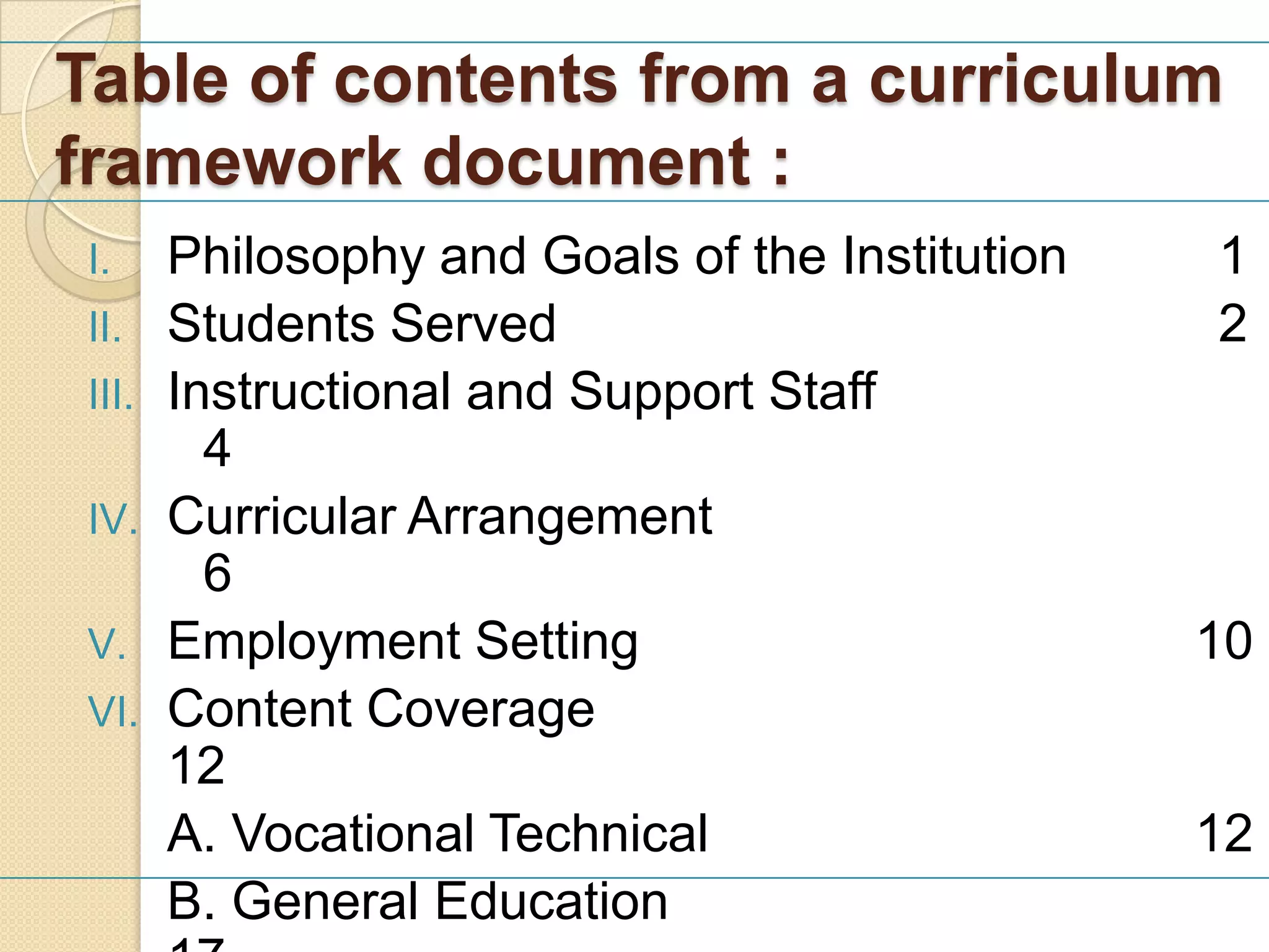 The curriculum framework | PPTX