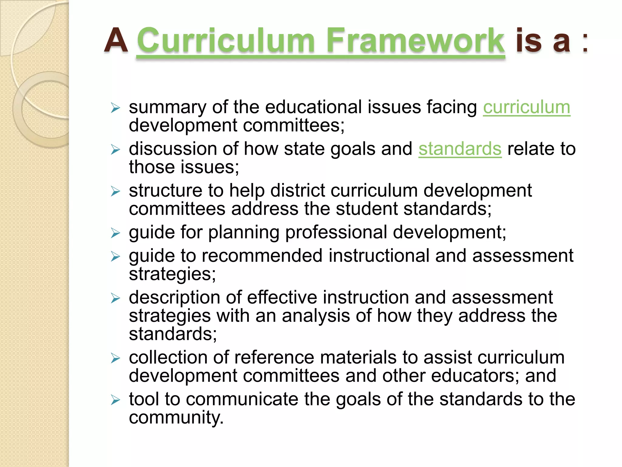 The curriculum framework | PPTX