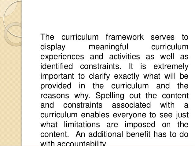 The curriculum framework