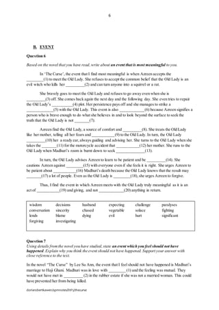 The Curse - Model Questions and Answers (SPM) | DOCX