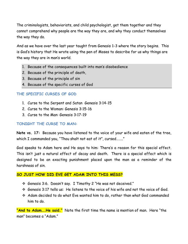 The Curse Of Man Introduction Outline | PDF