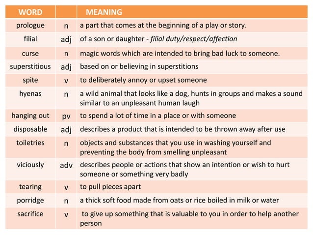 The curse vocabulary | PPT