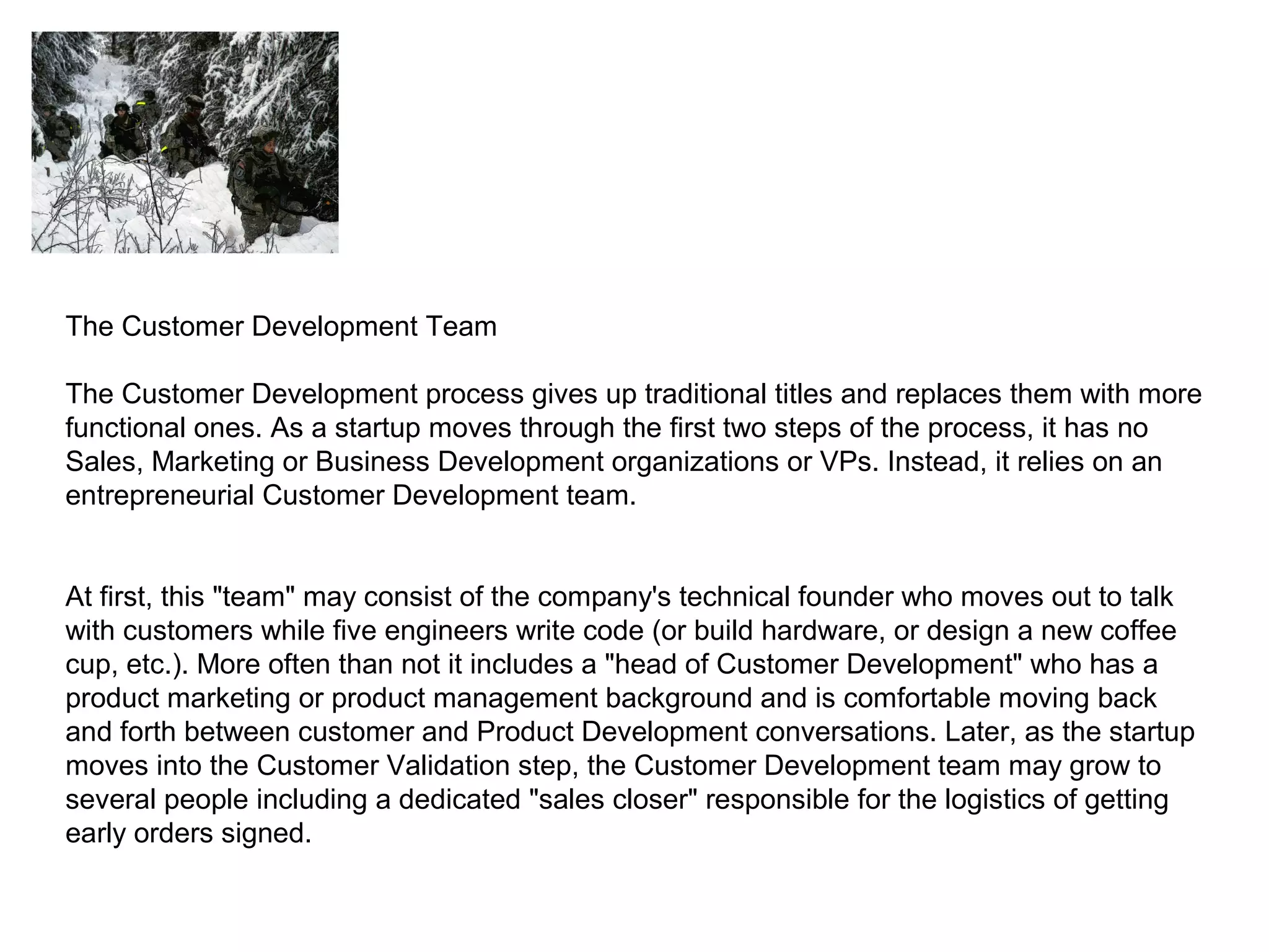 The Customer Development Team 100 | PPT