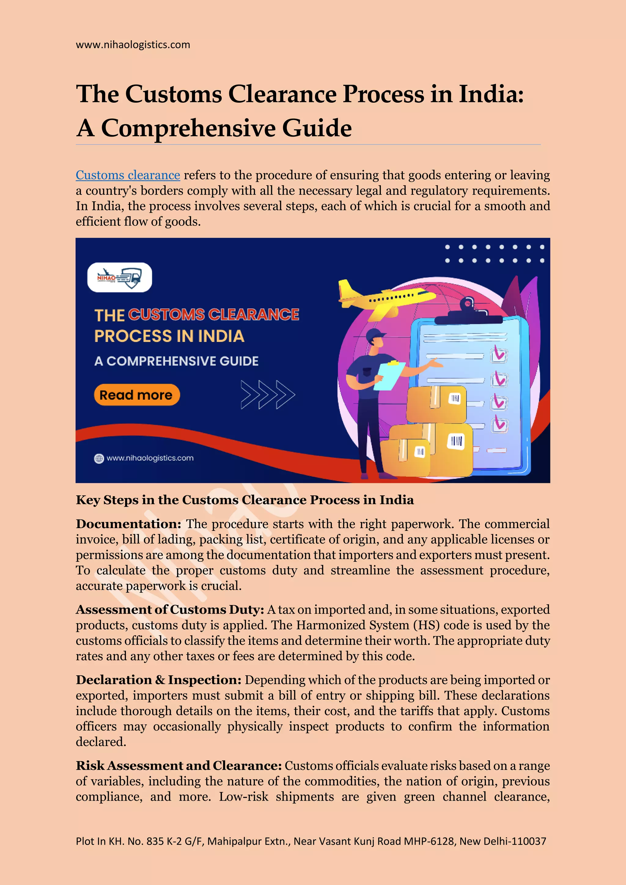 The Customs Clearance Process in India | PDF