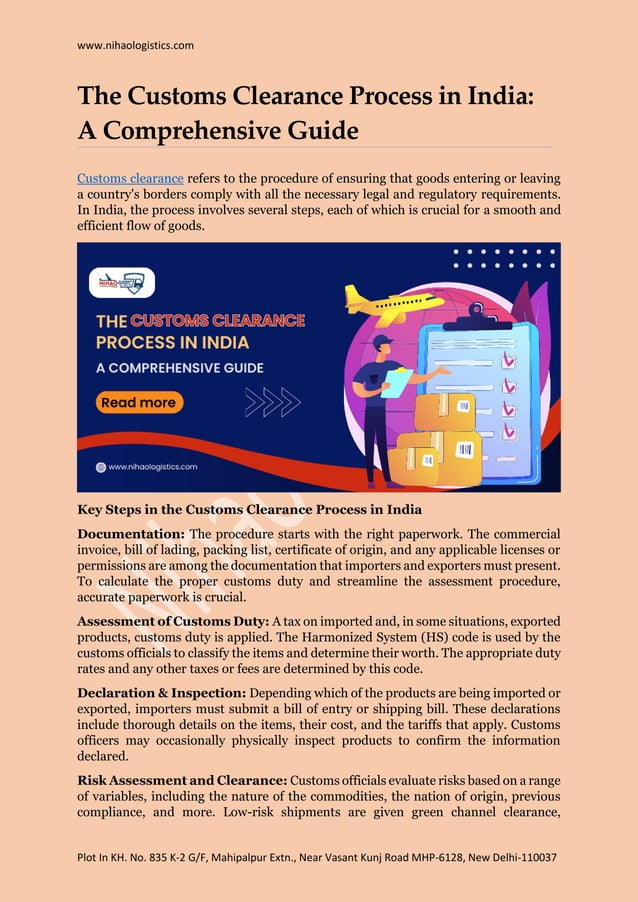 The Customs Clearance Process in India | PDF