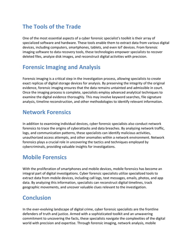 The Cyber Forensic Specialist's Toolkit: Strategies for Solving Digital ...