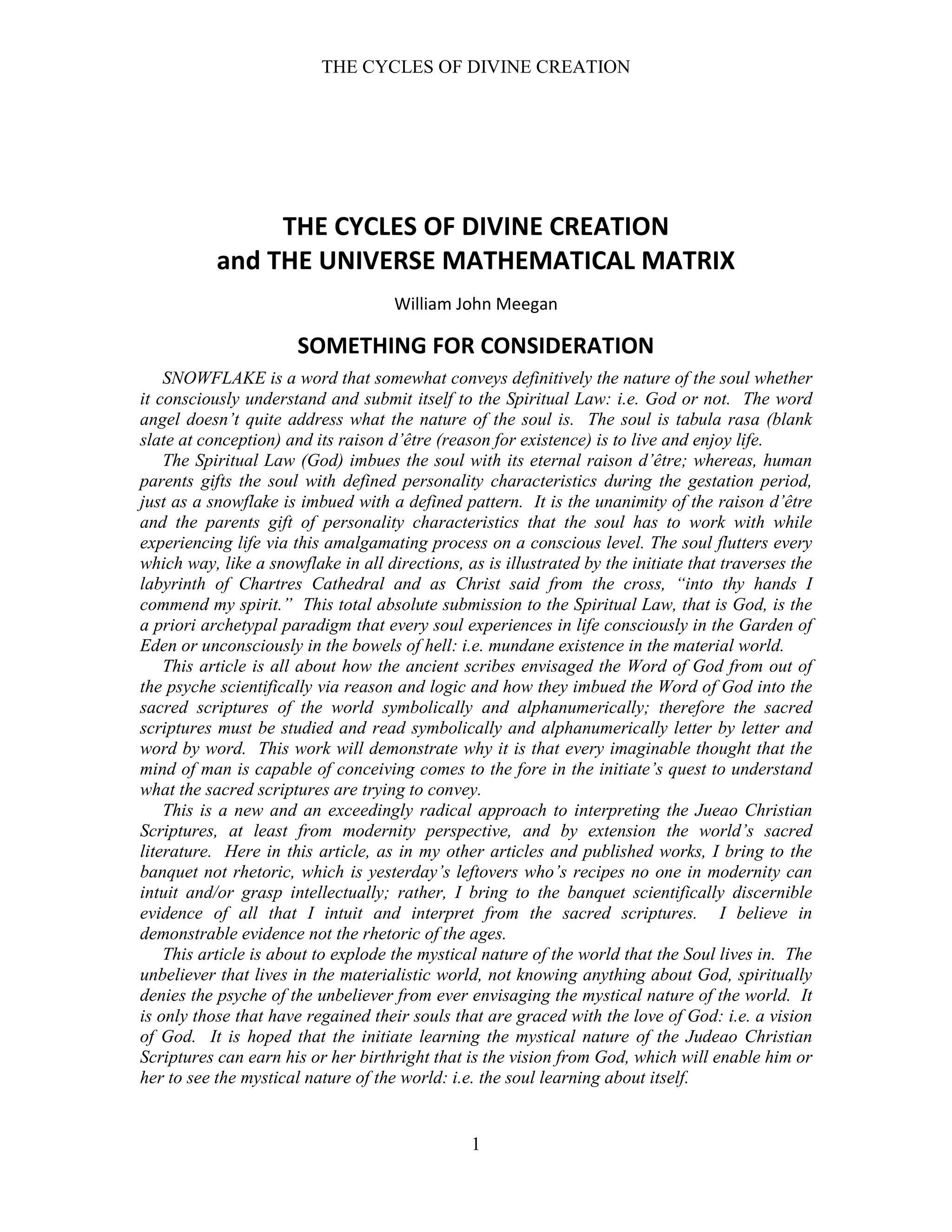 THE CYCLES OF DIVINE CREATION & THE UNIVERSAL MATHEMATICAL MATRIX | DOCX