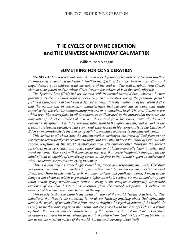 THE CYCLES OF DIVINE CREATION & THE UNIVERSAL MATHEMATICAL MATRIX | DOCX