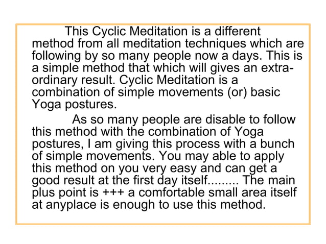 The cyclic meditation | PPSX