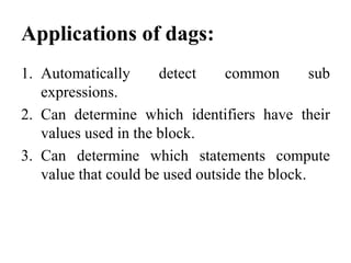 The dag representation of basic blocks | PPTX