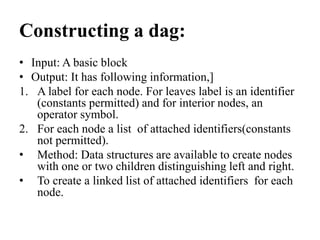 The dag representation of basic blocks | PPTX