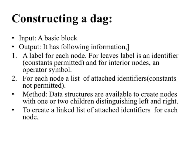 The Dag Representation Of Basic Blocks Ppt