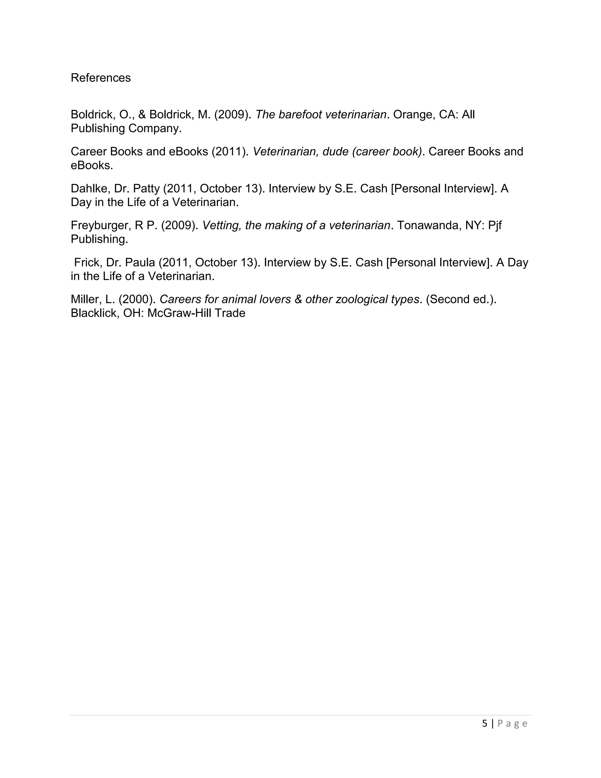 The daily life of a veterinarian | DOCX