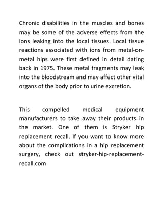 The Dangers of Metal-on-Metal Hip Implant Device | PDF