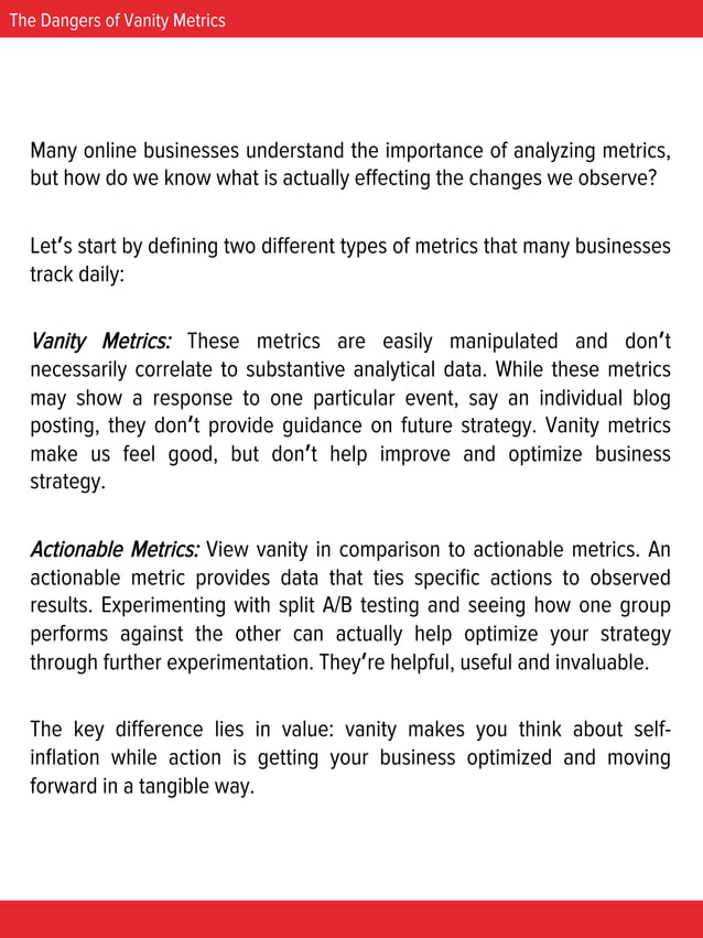 Actionable vs Vanity Metrics: Are you measuring the right one? | PDF