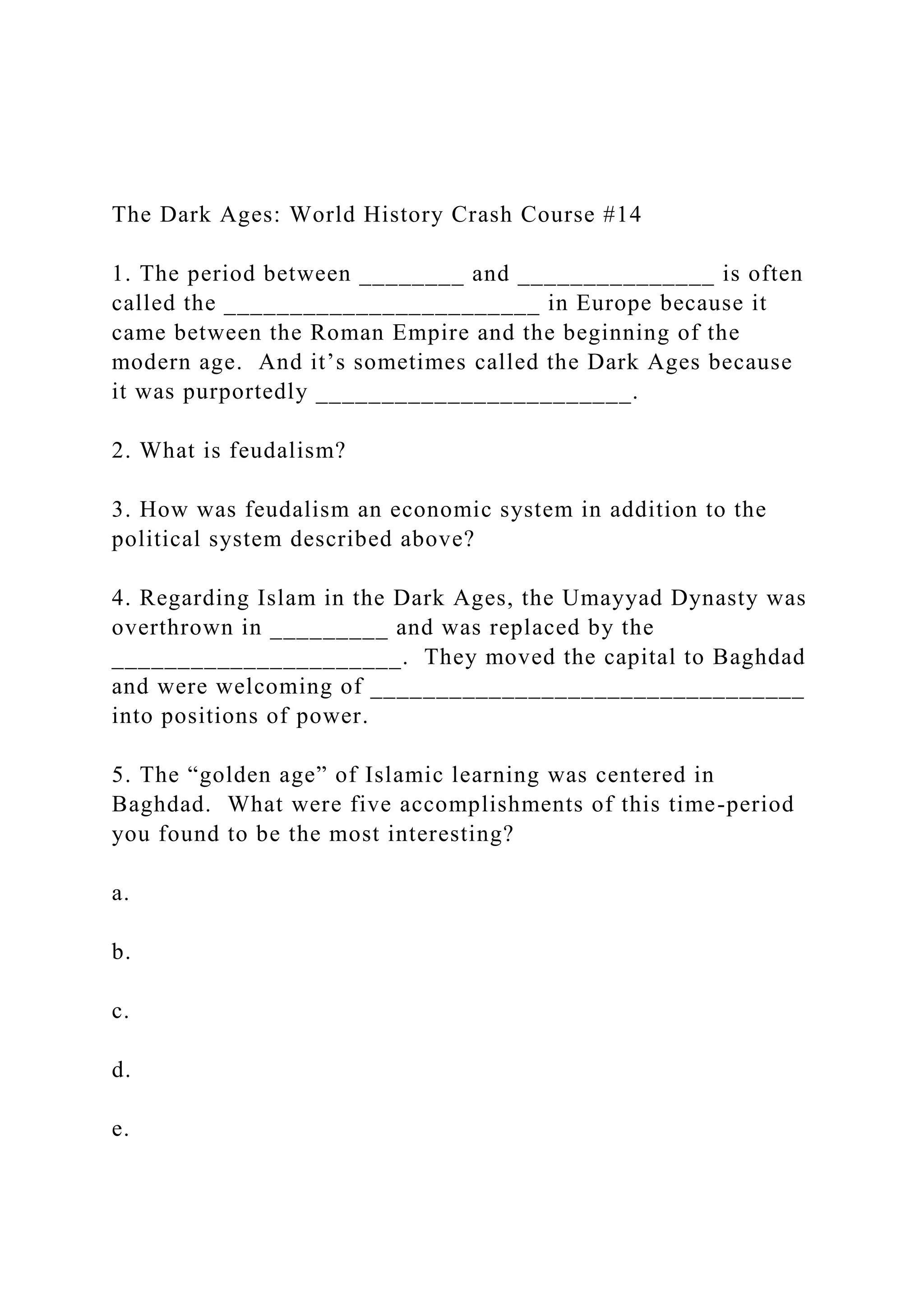 The Dark Ages World History Crash Course #141. The period b.docx