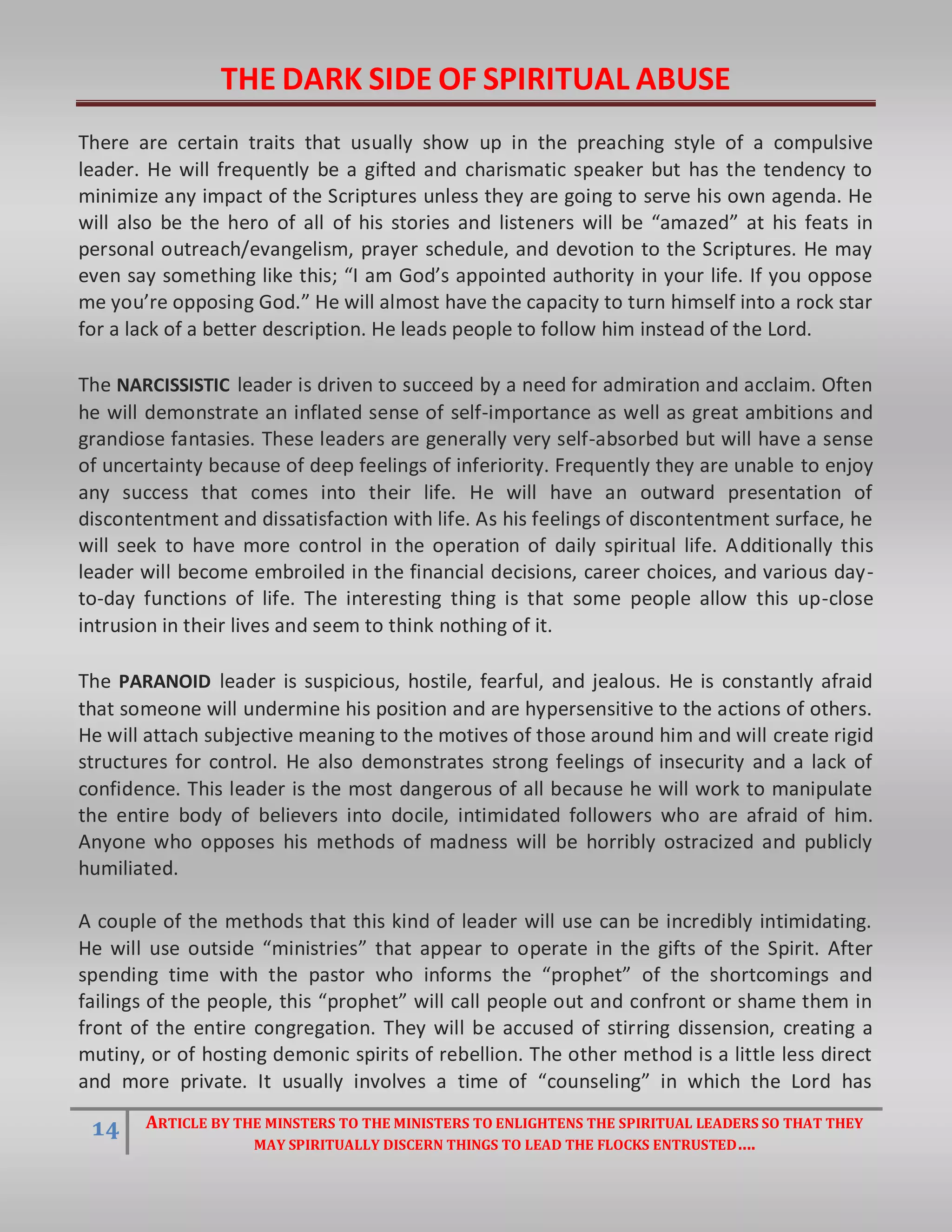The dark side of spiritual abuse 5parts | PDF