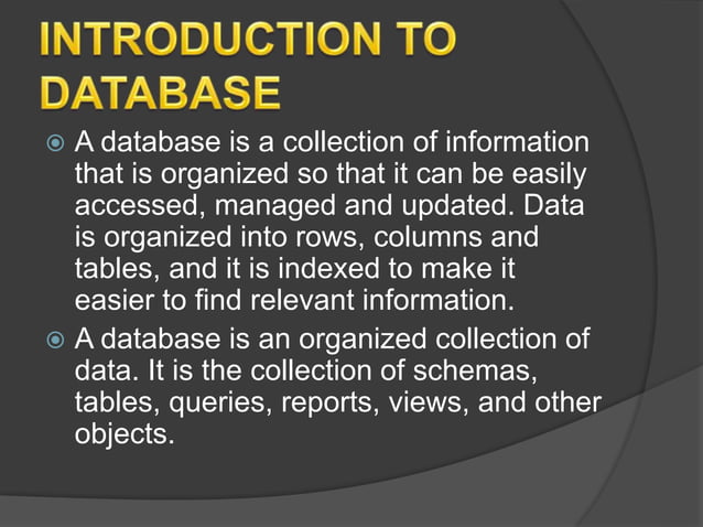 The database applications | PPTX