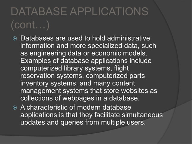 The database applications | PPT