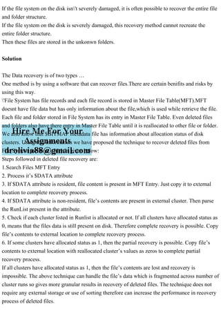 The Data recovery is of two types …One method is by using a softwa.pdf ...